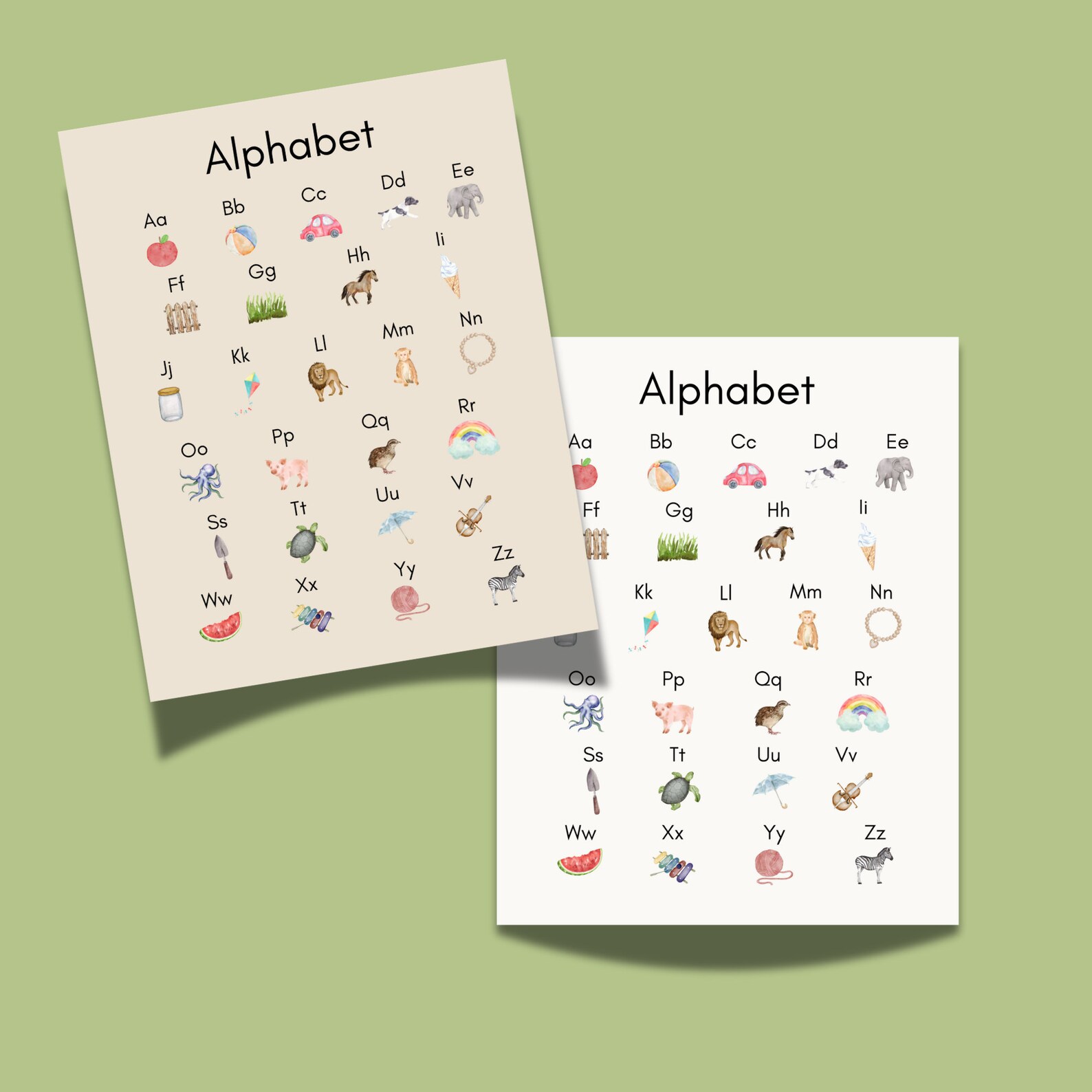 Watercolor Alphabet Poster, Alphabet Poster, ABC Poster, Cottage Core ...