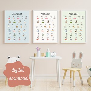 Watercolor Alphabet Poster, Alphabet Poster, ABC Poster, Cottage Core ...