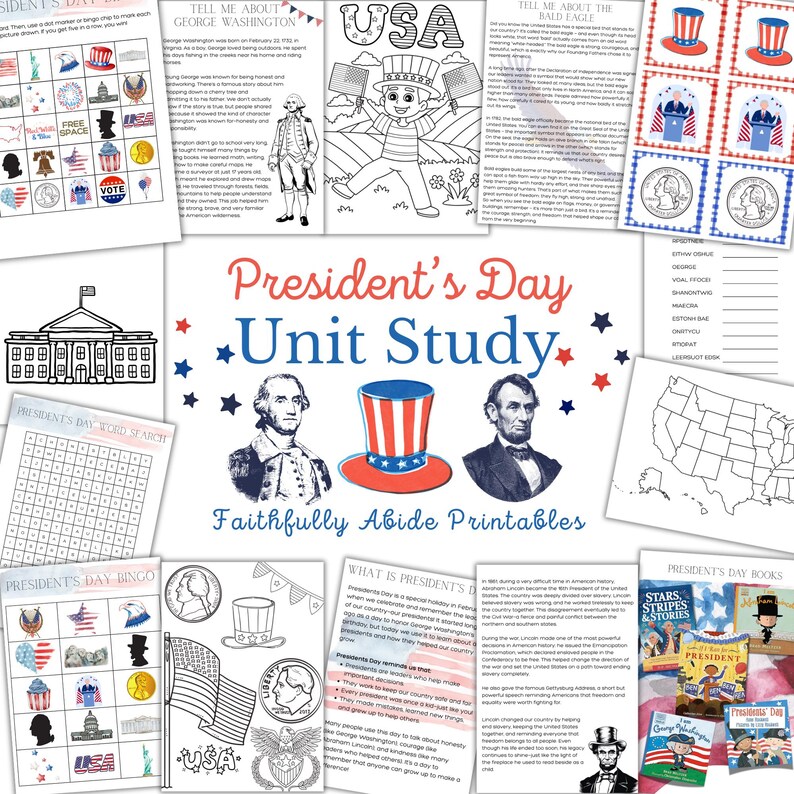PRESIDENT'S DAY Unit Study, Upper Elementary, President's, White House ...