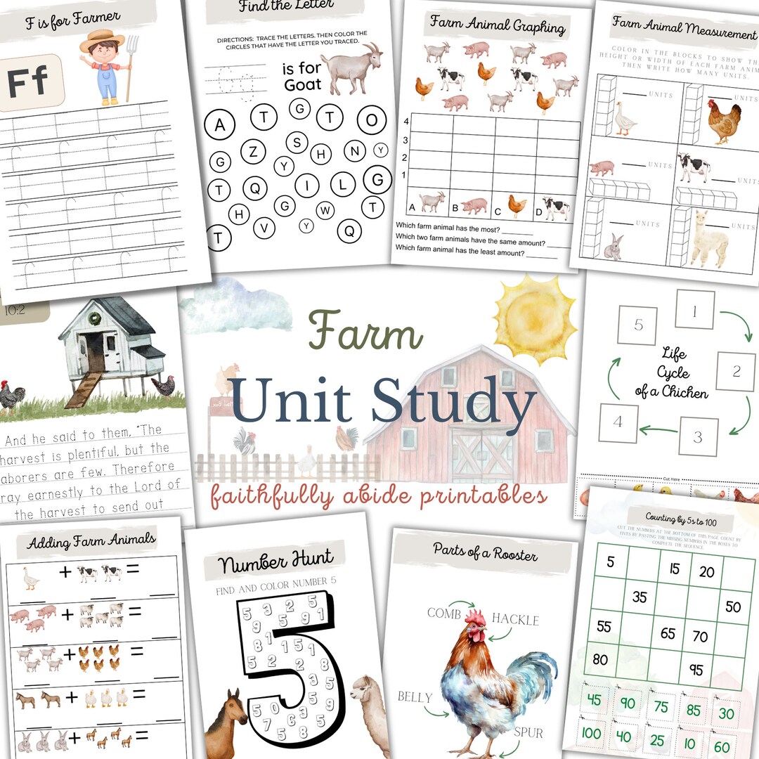 FARM Unit Study, Vocabulary, Anatomy, Montessori, Homeschool Printable ...