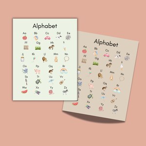 Watercolor Alphabet Poster, Alphabet Poster, ABC Poster, Cottage Core ...
