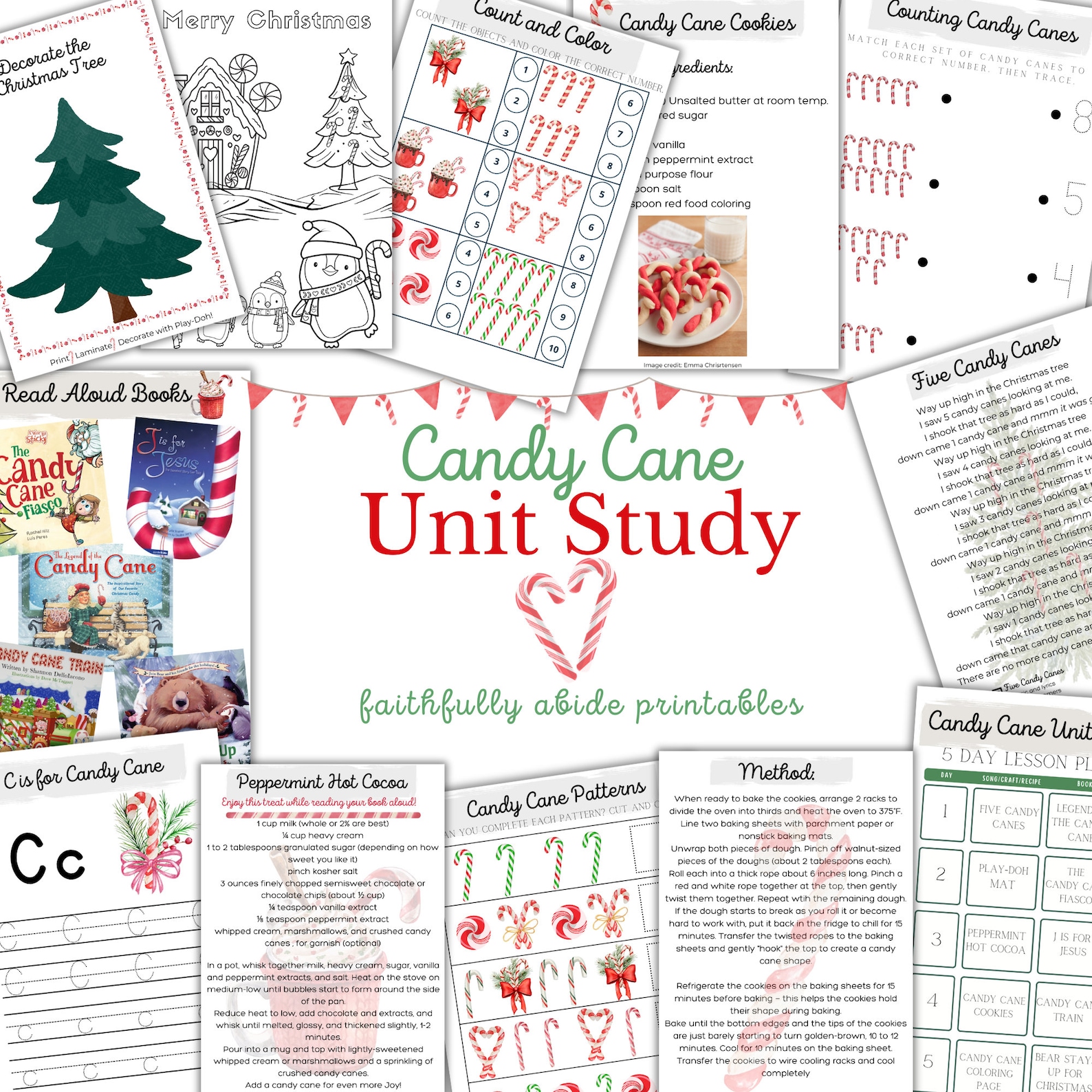 CANDY CANE Mini Unit Study, Christmas Printable Worksheets, Homeschool ...