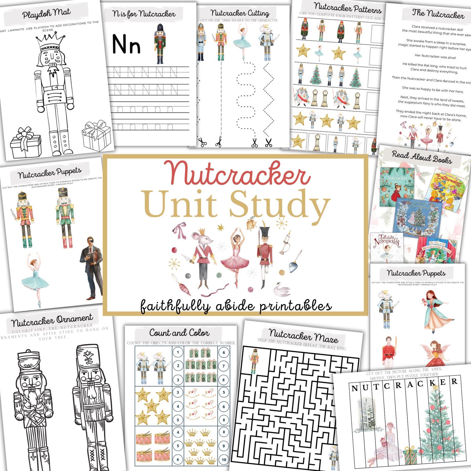 NUTCRACKER Mini Unit Study, Christmas Printable Worksheets, Homeschool ...
