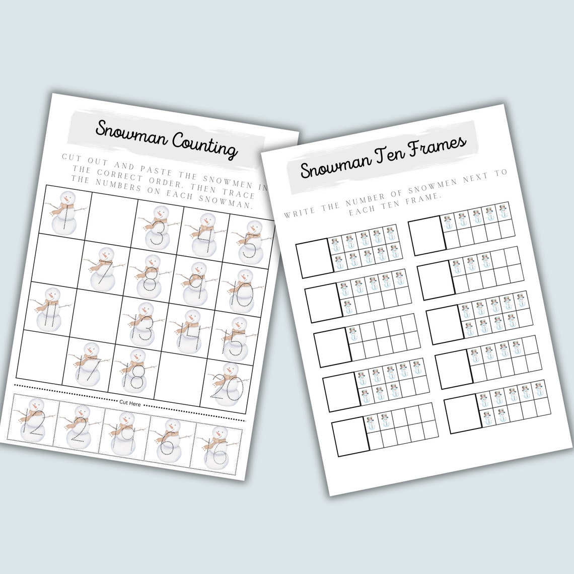 SNOWMEN Mini Unit Study, Christmas Printable Worksheets, Homeschool ...