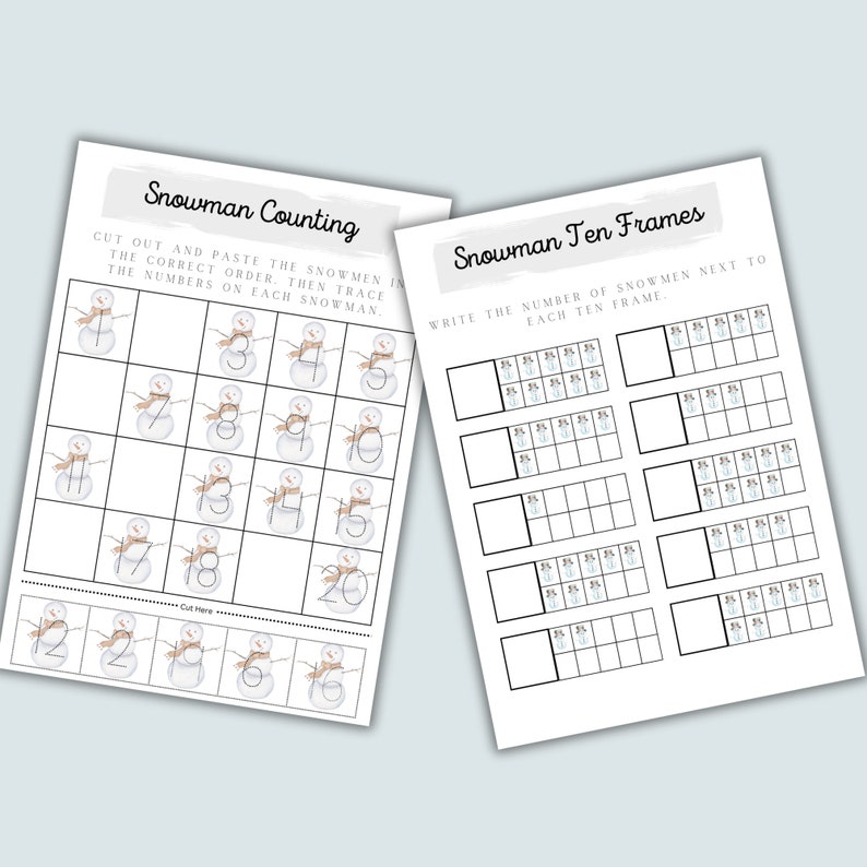 SNOWMEN Mini Unit Study, Christmas Printable Worksheets, Homeschool ...