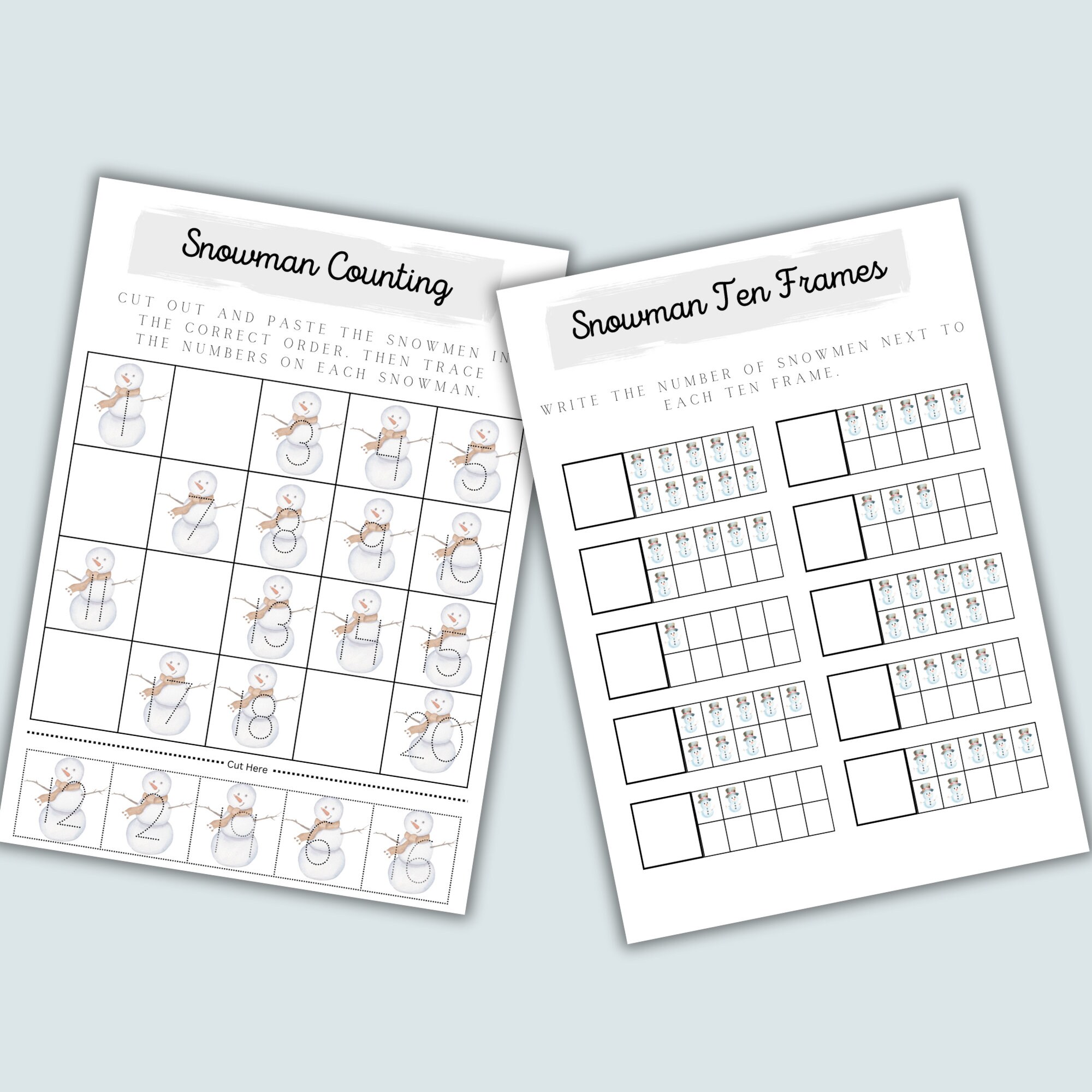 SNOWMEN Mini Unit Study, Christmas Printable Worksheets, Homeschool ...