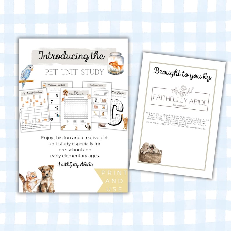 PETS Unit Study, Pre-k to 2nd Grade, Cats and Dogs, Life Cycle, Puzzle ...