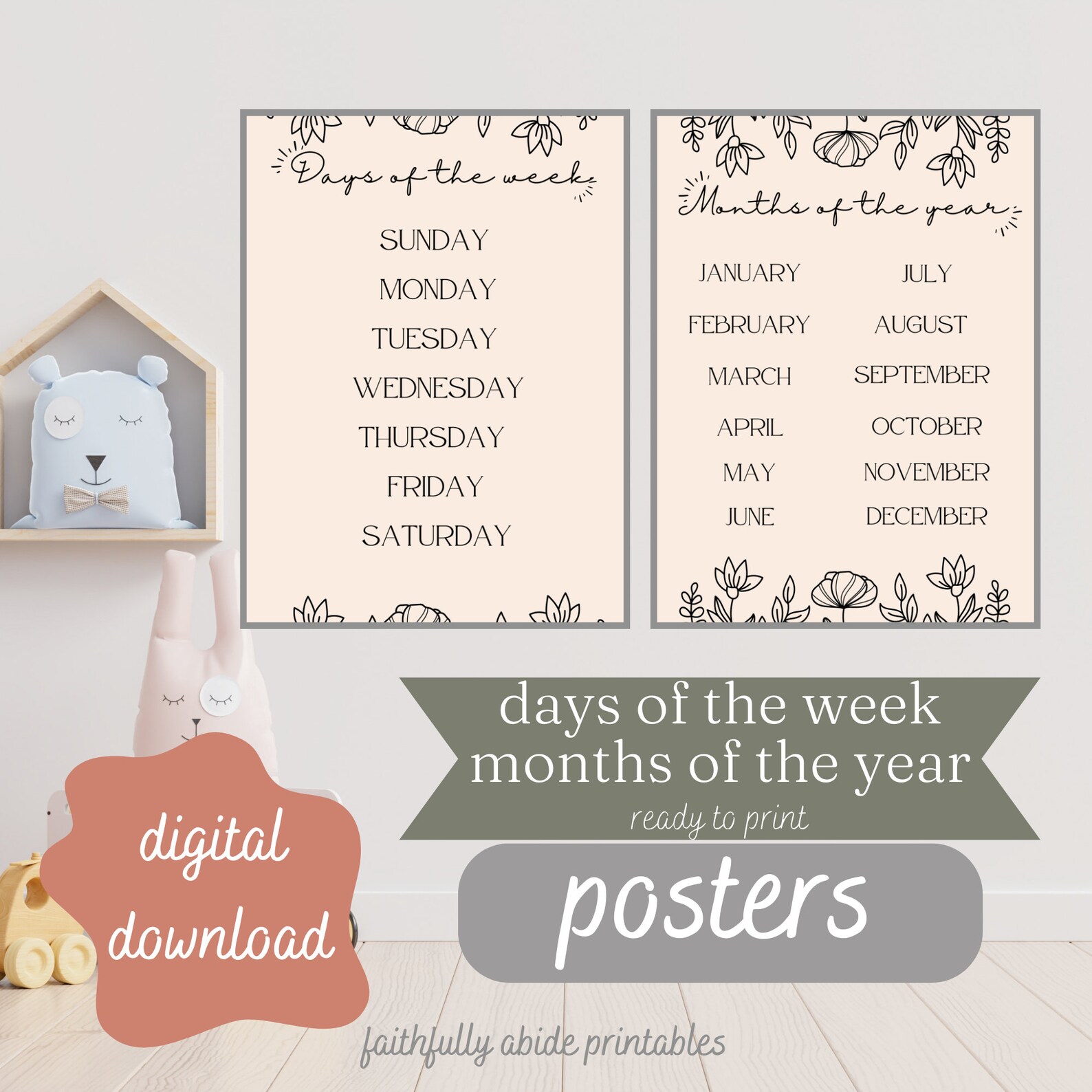 Months of the Year Poster, Days of the Week Poster, Educational Poster ...