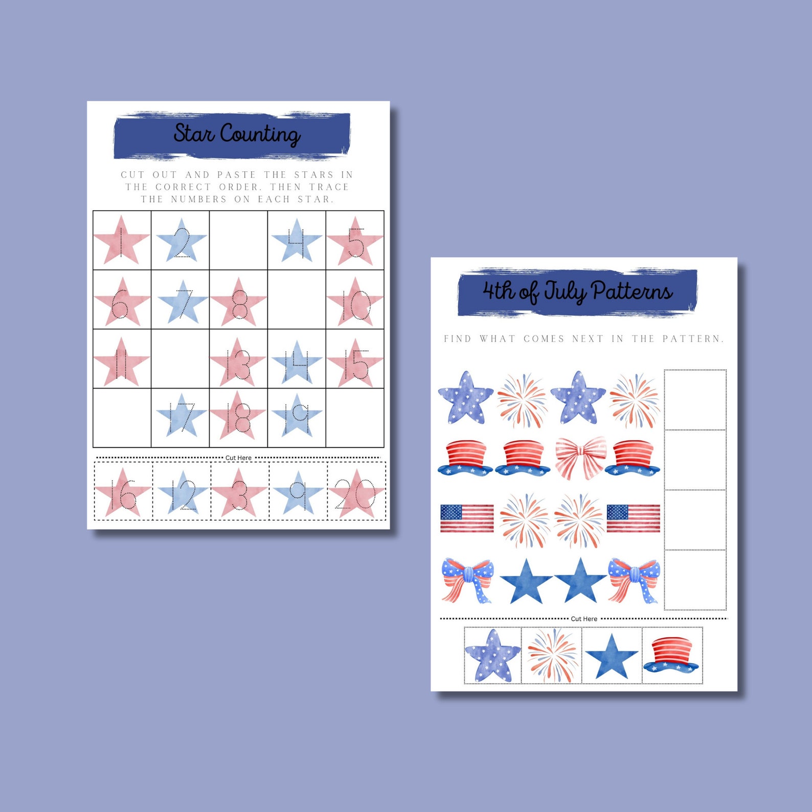 INDEPENDENCE Day Mini Unit Study, 4th of July Activities, Numbers, Red ...