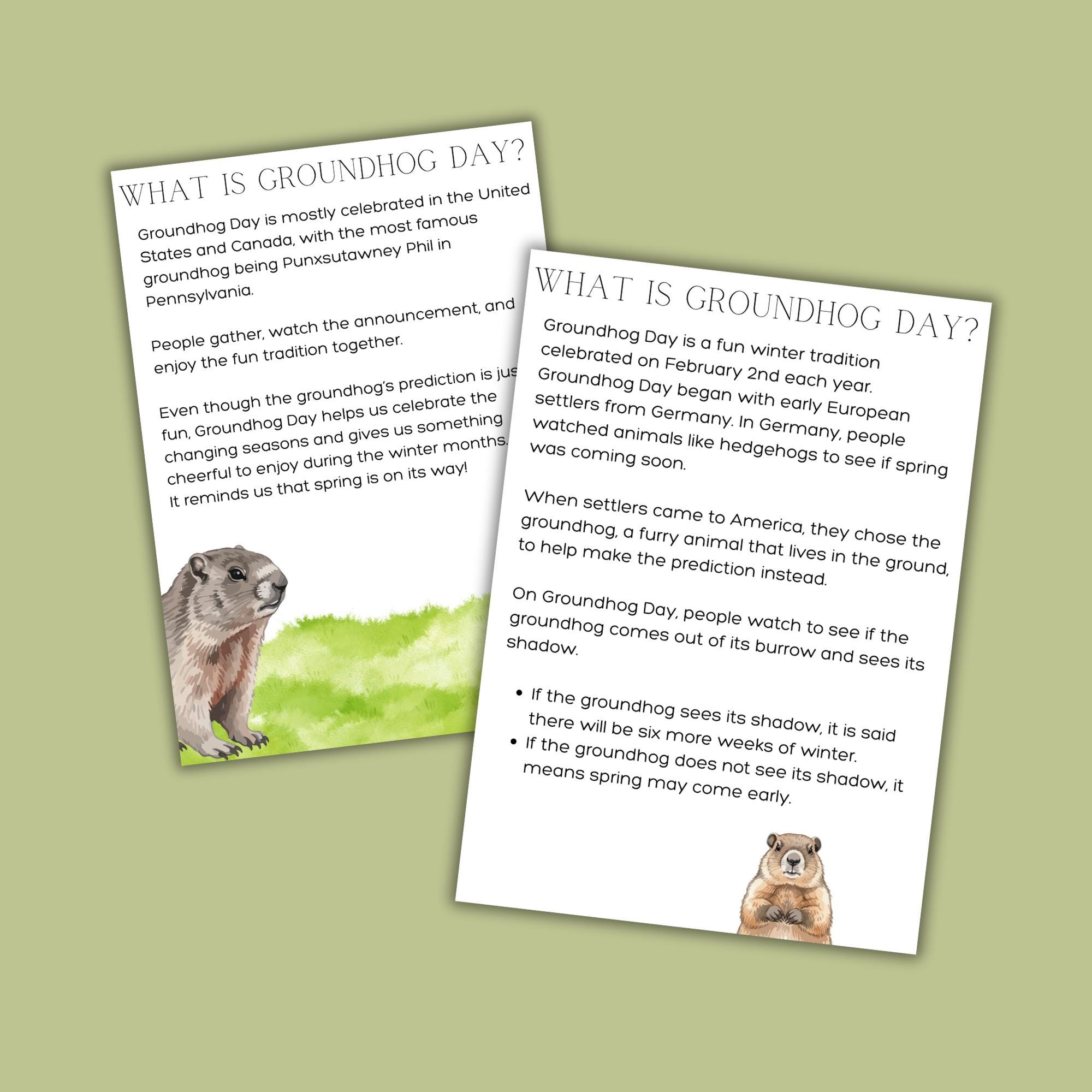 GROUNDHOG DAY Mini Unit Study, Science, Handwriting, Homeschool ...