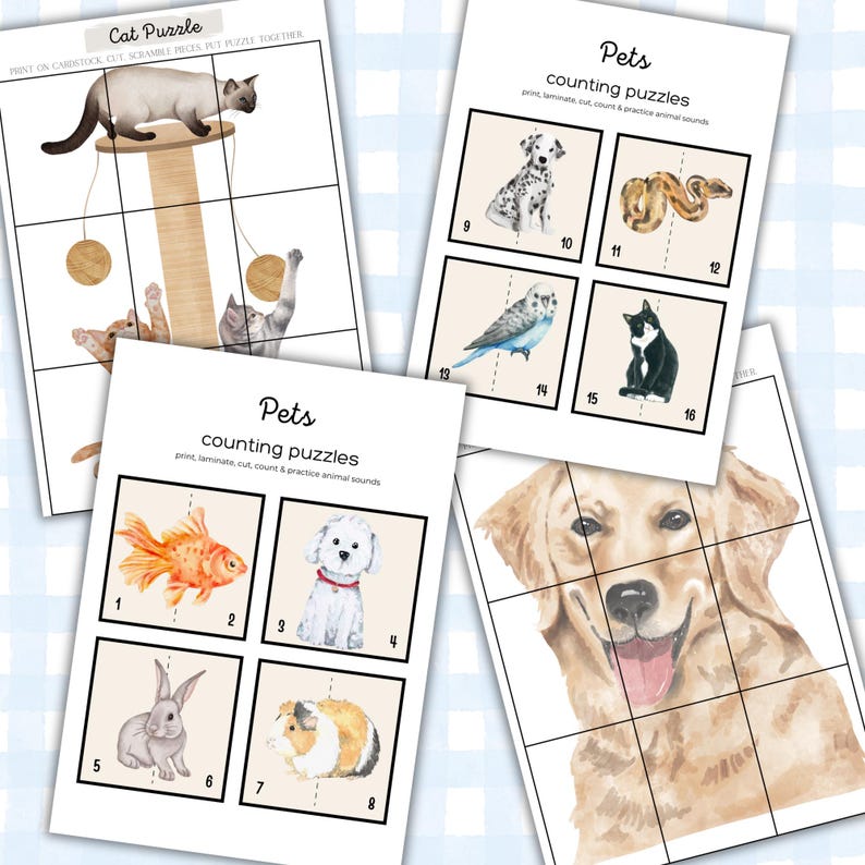 PETS Unit Study, Pre-k to 2nd Grade, Cats and Dogs, Life Cycle, Puzzle ...