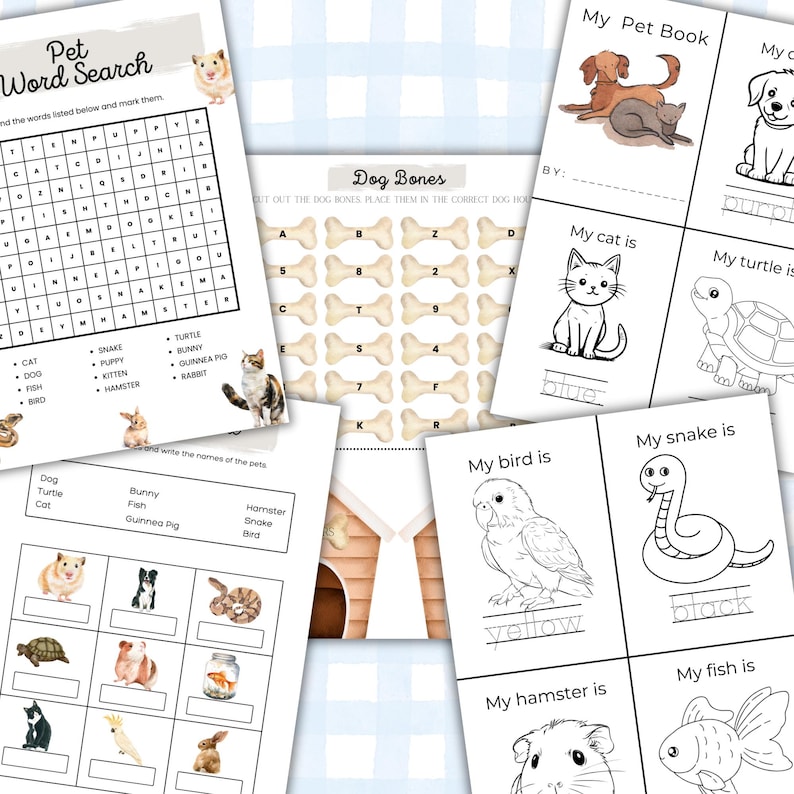 PETS Unit Study, Pre-k to 2nd Grade, Cats and Dogs, Life Cycle, Puzzle ...