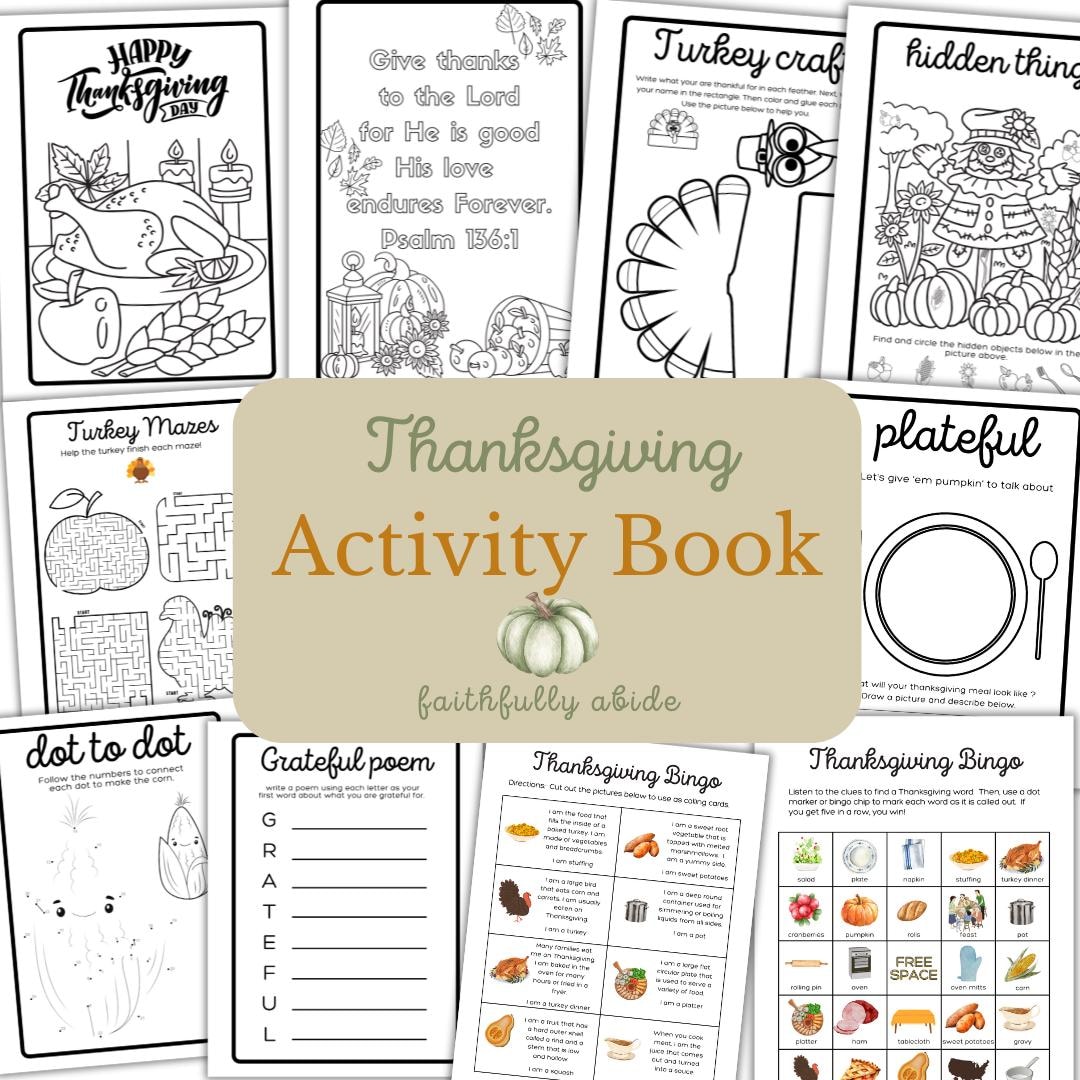 Thanksgiving Activity Bundle, DIGITAL DOWNLOAD, Thanksgiving BINGO ...