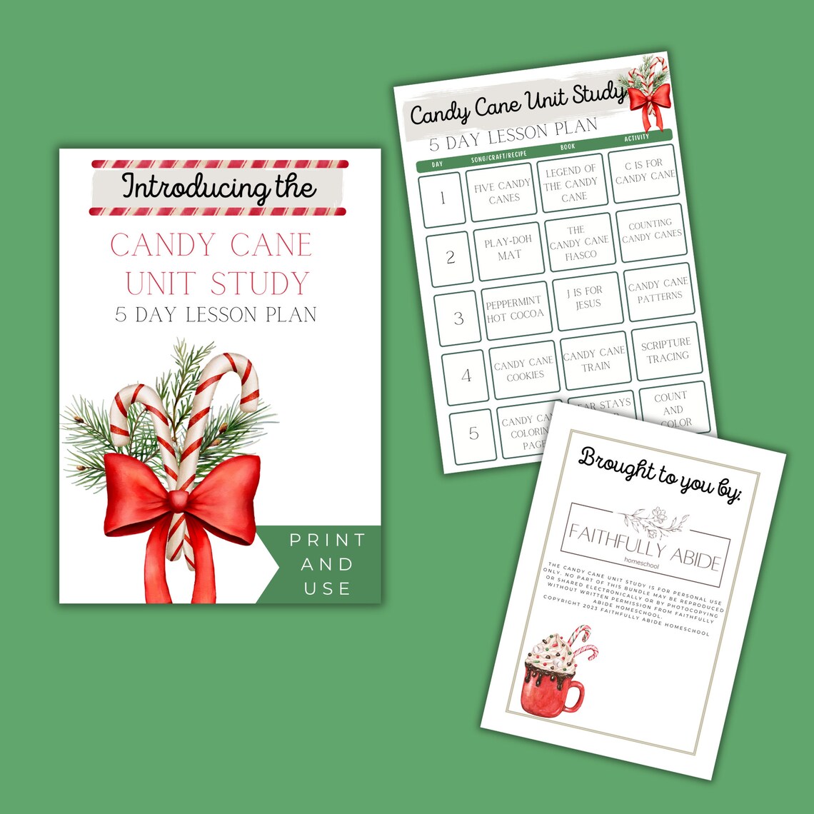 CANDY CANE Mini Unit Study, Christmas Printable Worksheets, Homeschool ...