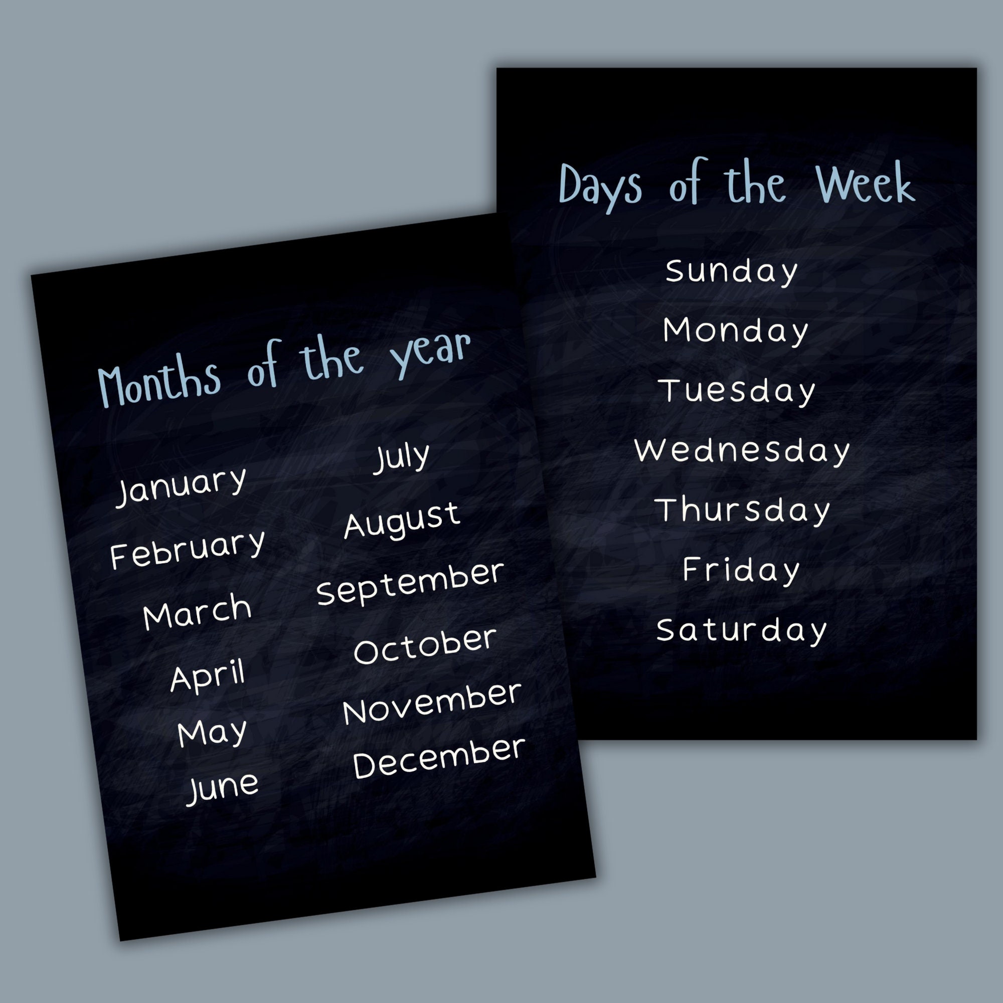CHALKBOARD Months of the Year Poster, Days of the Week Poster ...