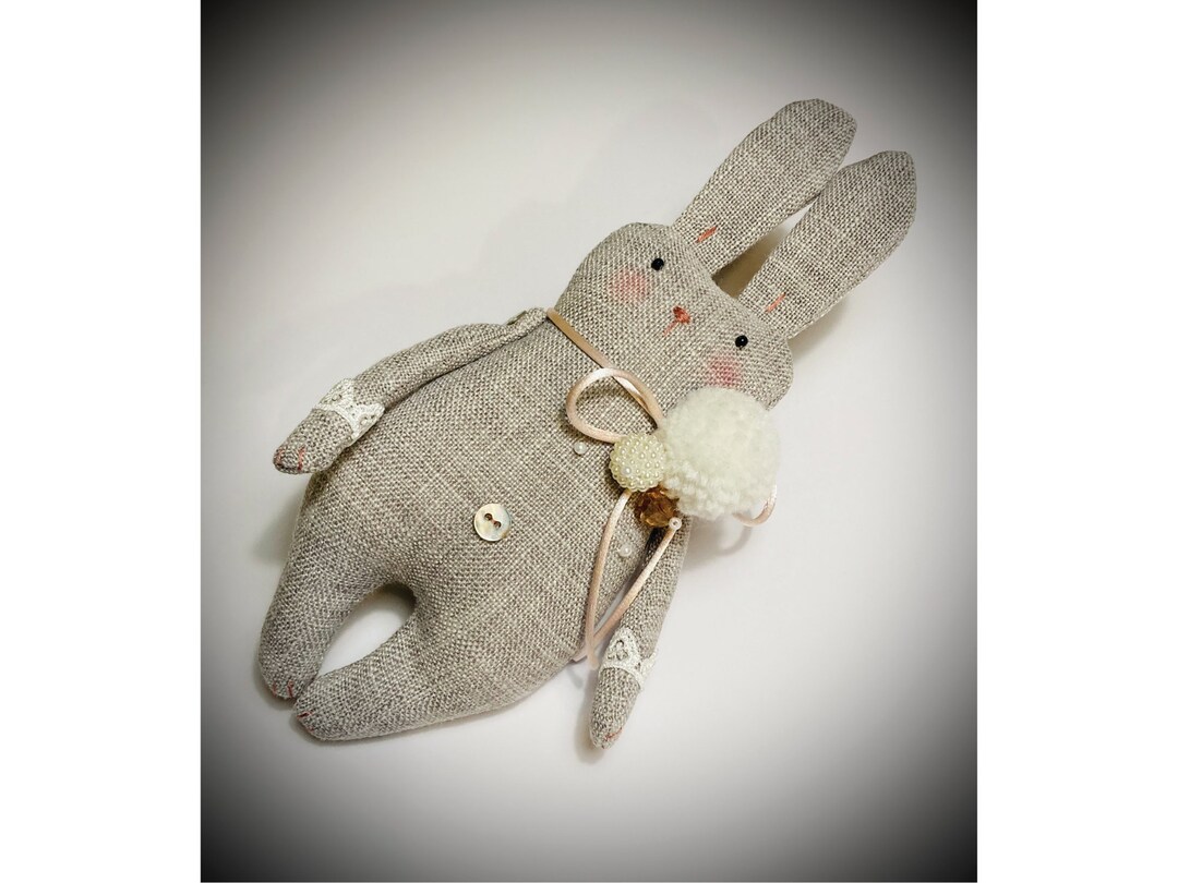 Tea Cup Bunny - Hand Made - Linen Bunny - Cute Collectable - Keepsake ...