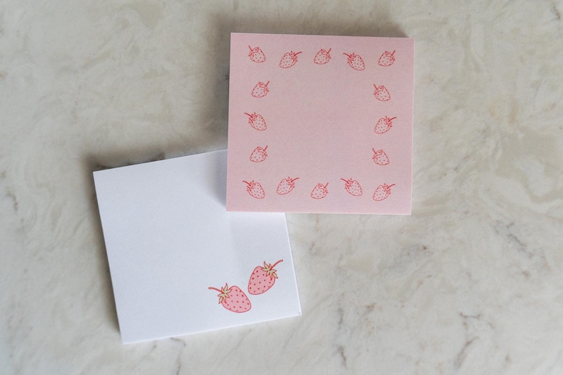 Strawberry Post It Notes Set of 2 Valentines Gift for Friend Cute Post ...
