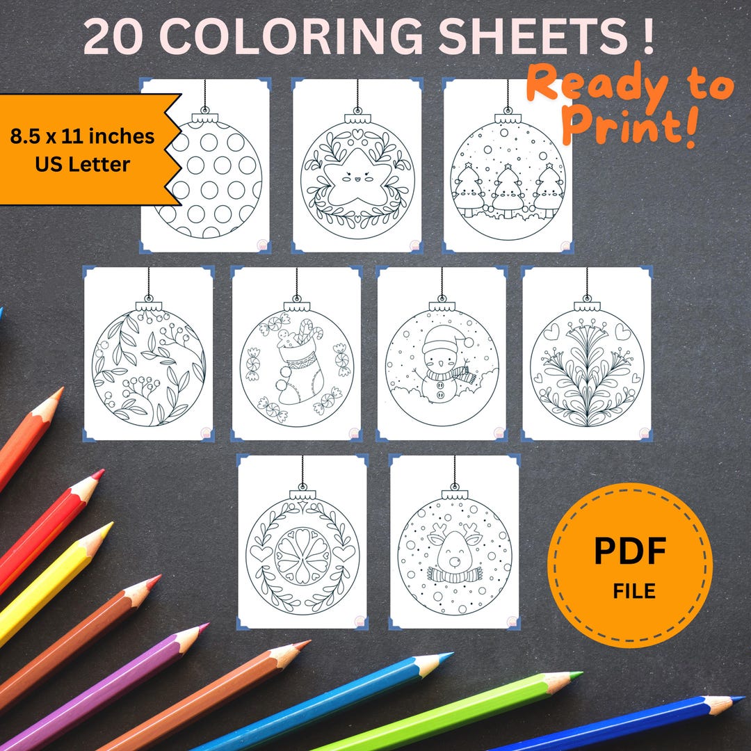 20 Christmas Ornament Coloring Pages - Printable Holiday Fun for Kids ...