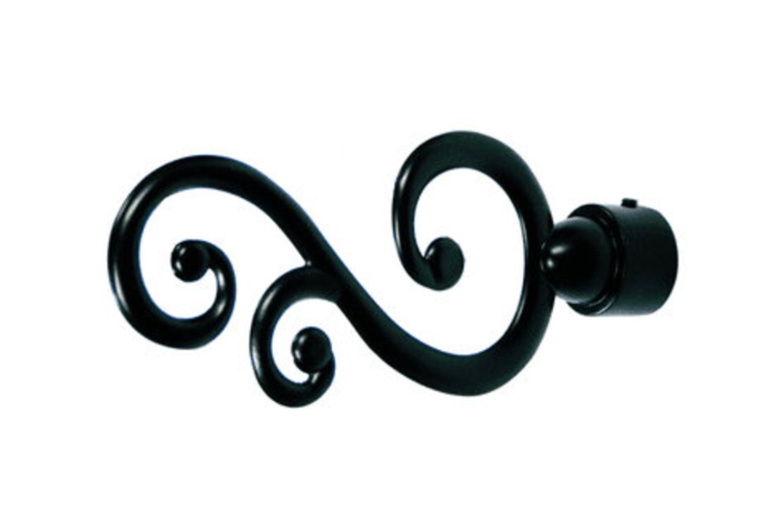 16/19mm Matt Black Swirl Curtain Pole Finials - Etsy
