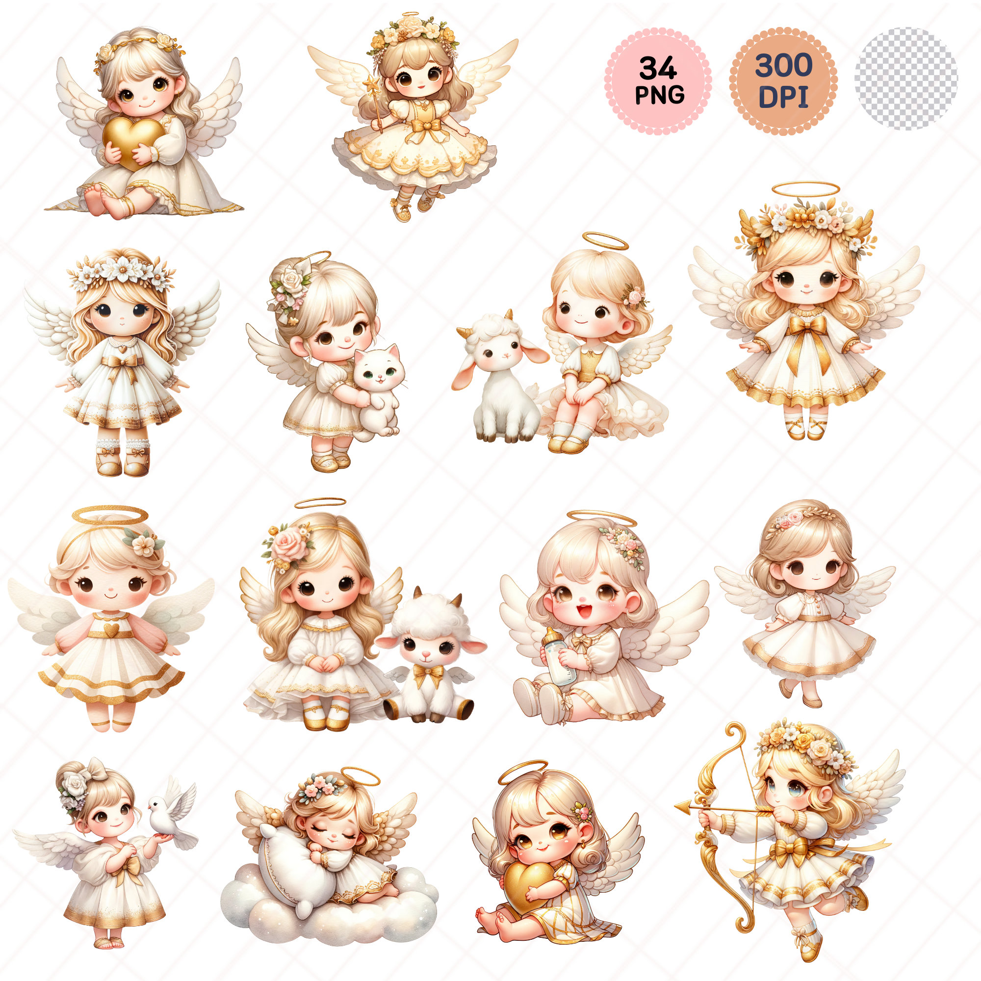 Angel Girl Digital Art, Heavenly Cute Character Illustration, Angelical ...