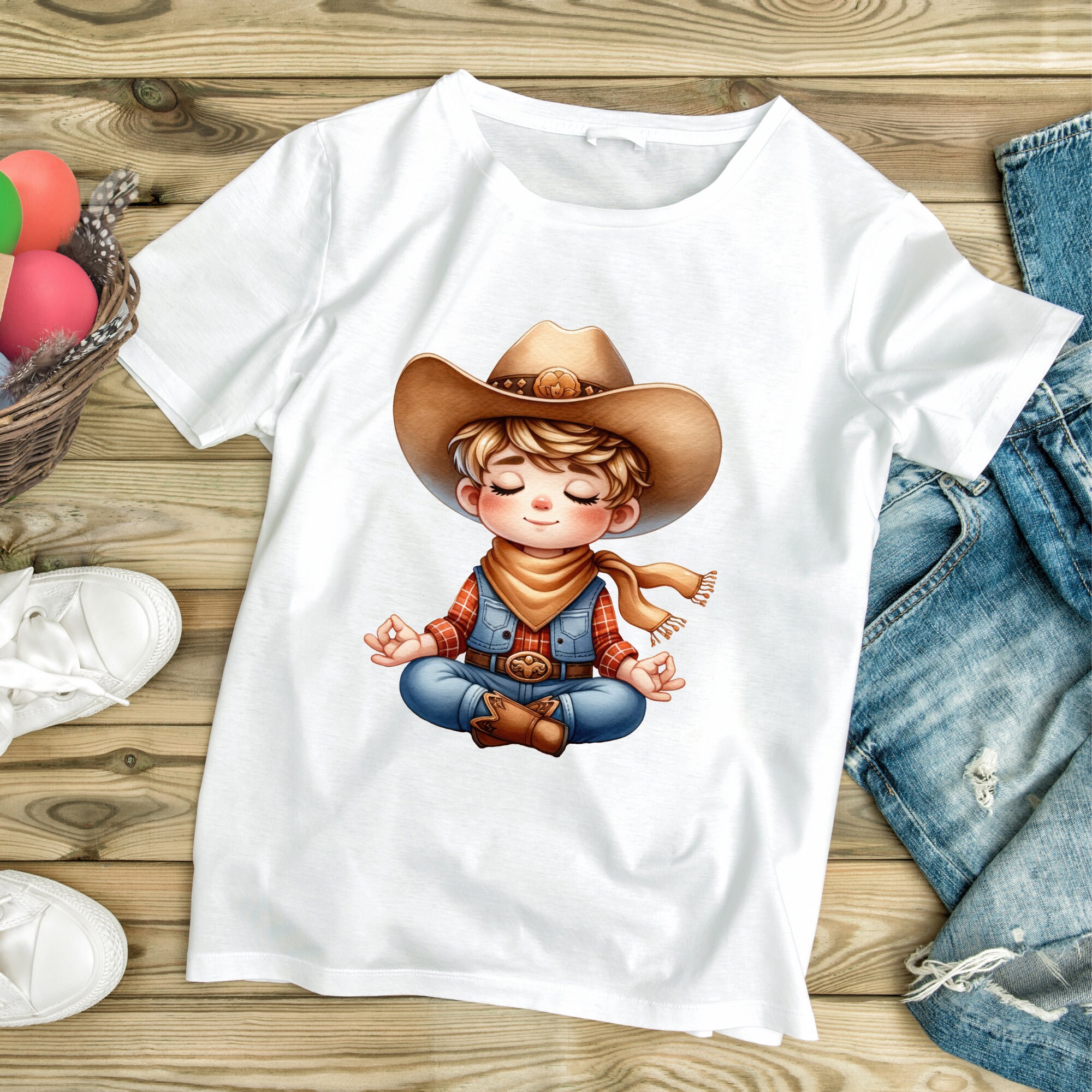 Adorable Cowboy Kid Illustration Clipart, Little Cowboy Adventure ...