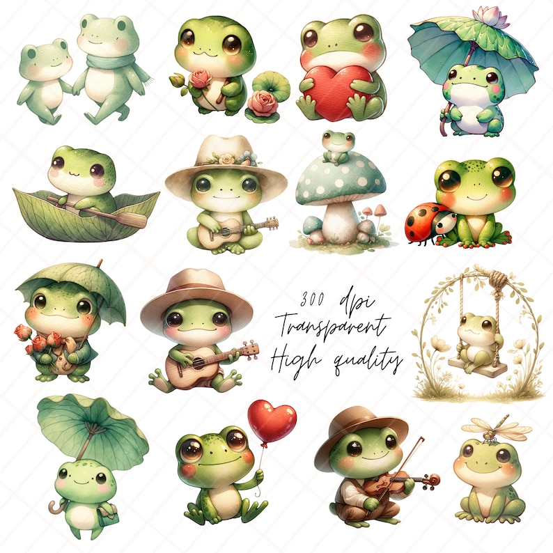 Cute Little Frog Digital Illustration Clipart PNG, Cute Amphibian ...