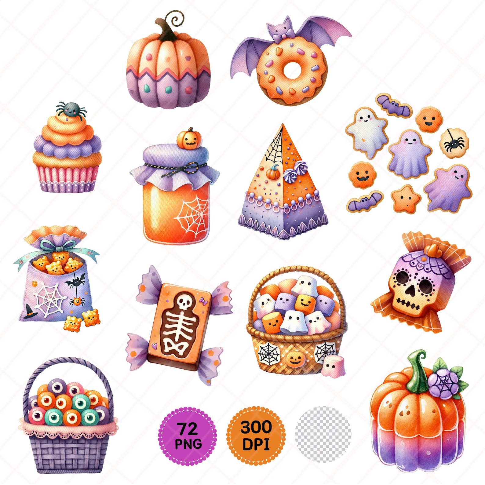 Kawaii Halloween Candy Clipart: Spooky Sweet PNG (digital Download) - Etsy