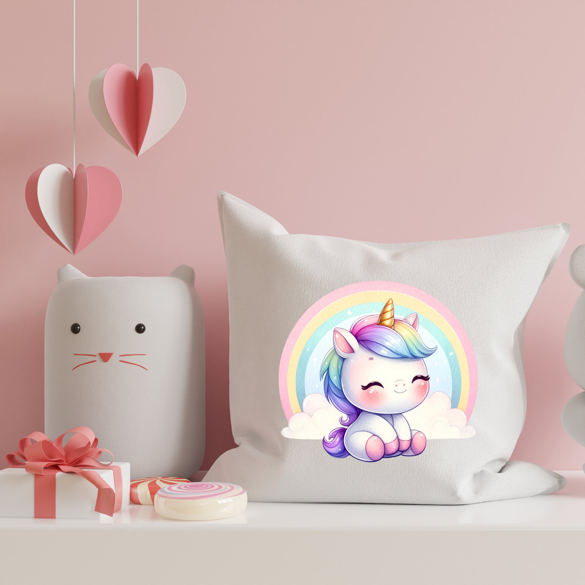Adorable Unicorn Clipart Set, Cute Kawaii Unicorn Graphics for ...