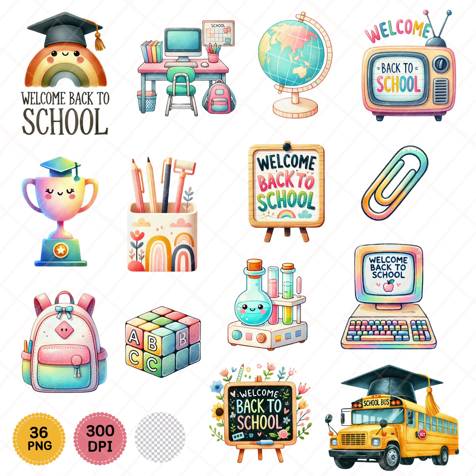 Adorable Back to School Clipart Collection for Kids, Cute School ...