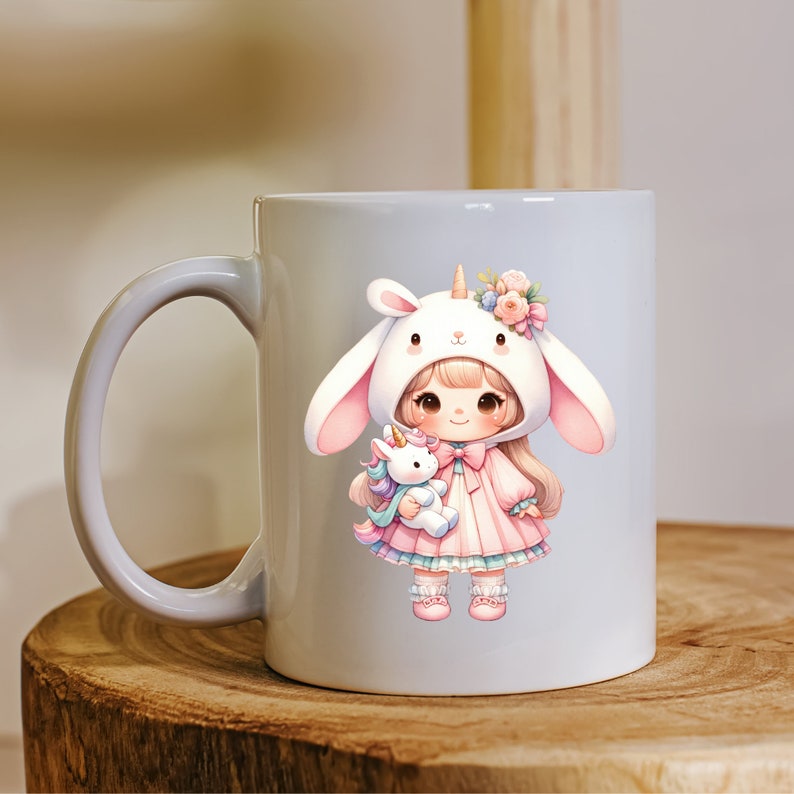 Bunny Girl Clipart: Kawaii Pastel Rabbit Illustrations (digital ...