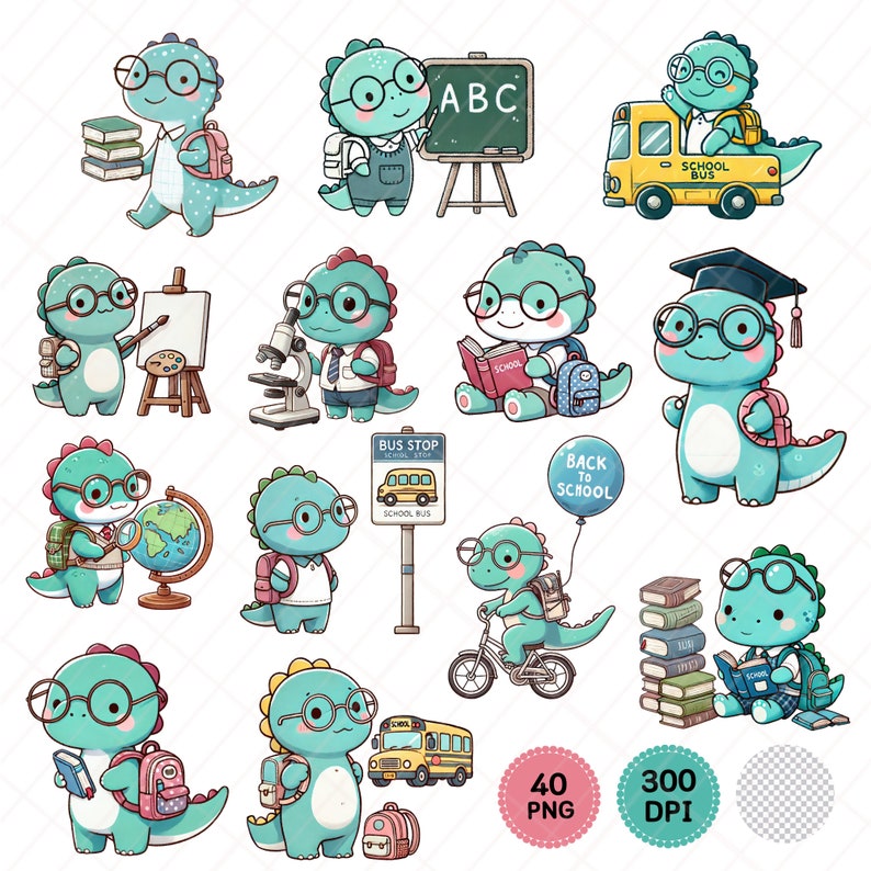 Adorable Back-to-school Dino Digital Stickers, Perfect for Planners ...