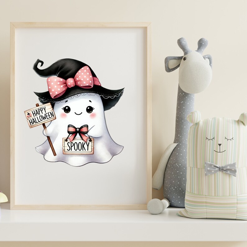 Cute Halloween Ghost Stickers, Witch Hat Ghost Decals, Spooky Decor ...