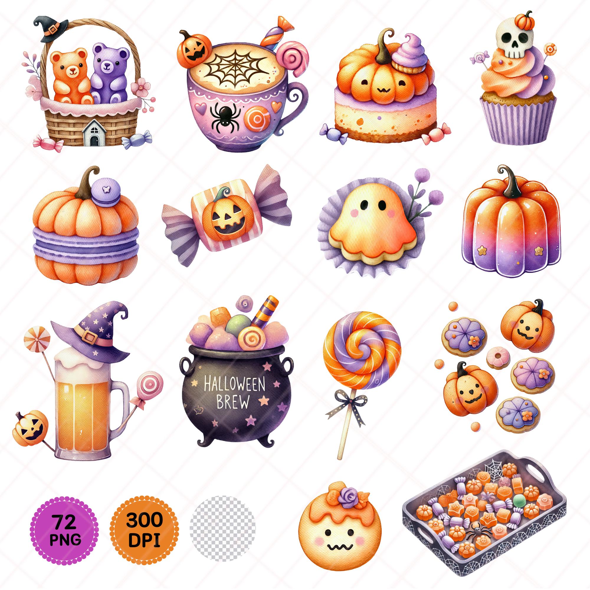 Kawaii Halloween Candy Clipart: Spooky Sweet PNG (digital Download) - Etsy