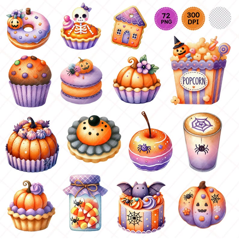 Kawaii Halloween Candy Clipart: Spooky Sweet PNG (digital Download) - Etsy