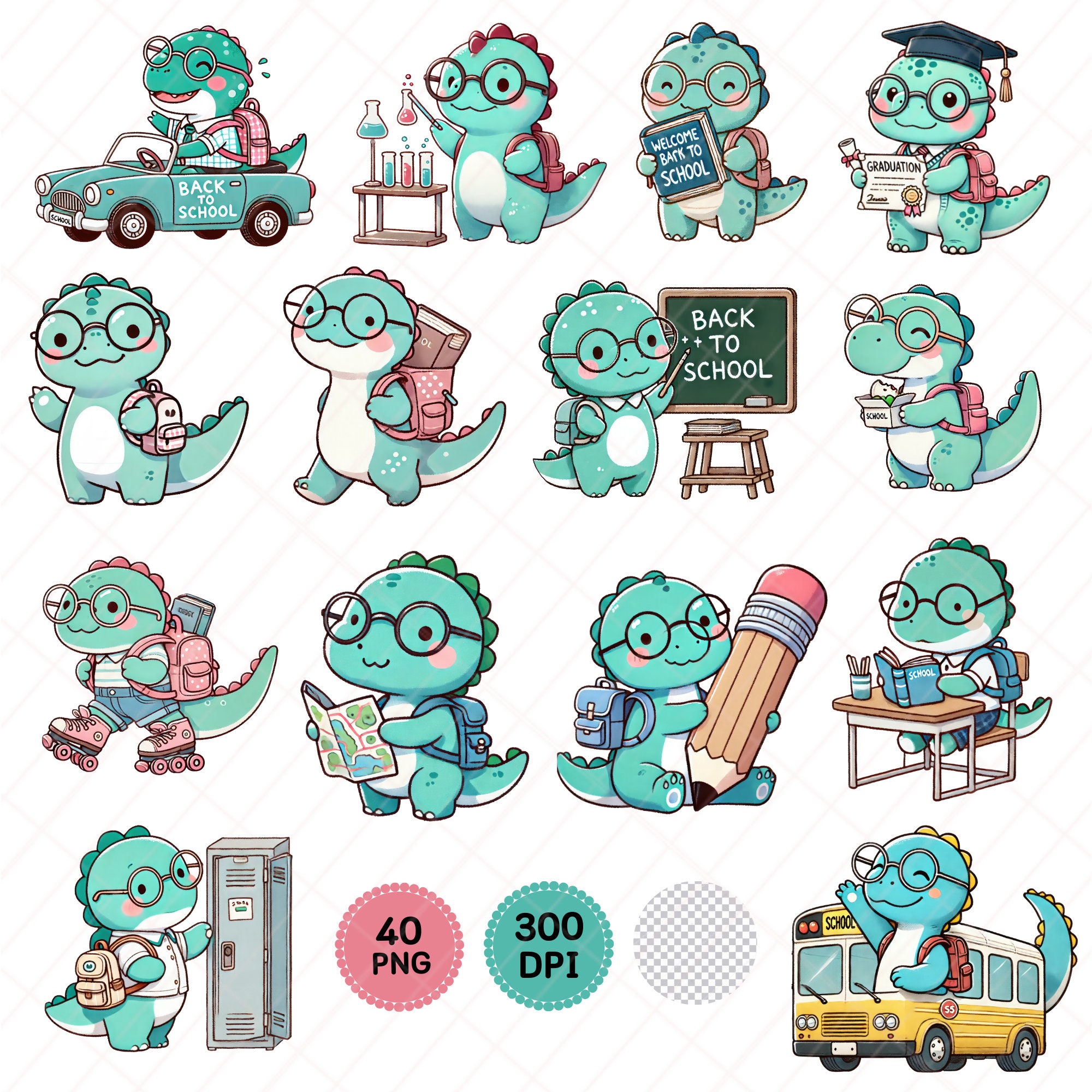 Adorable Back-to-school Dino Digital Stickers, Perfect for Planners ...
