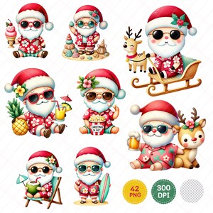 Summer Santa Clipart: Tropical Christmas PNG (digital Download) - Etsy