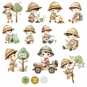Cute Safari Explorer Clipart Set, Jungle Explorer Kids PNG, Safari ...