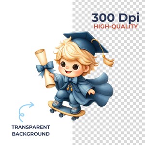 Cute graduation clipart set, Kids celebration, PNG Graphics for ...