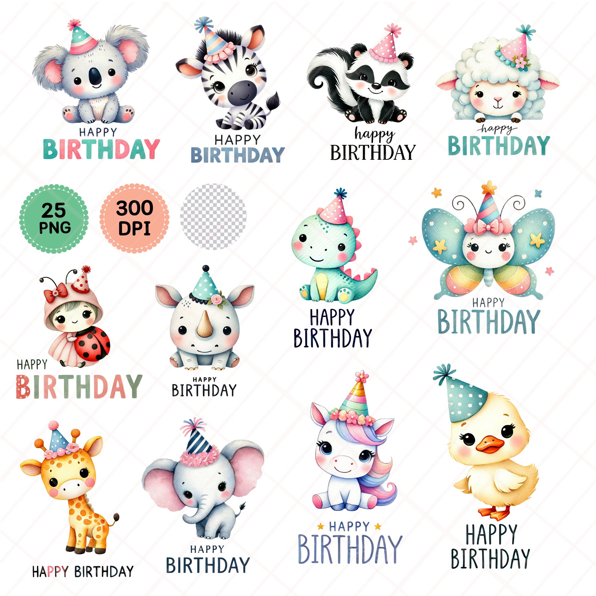 Cute Birthday Animals With Party Hats - Birthday Cards - Cute Monkey ...