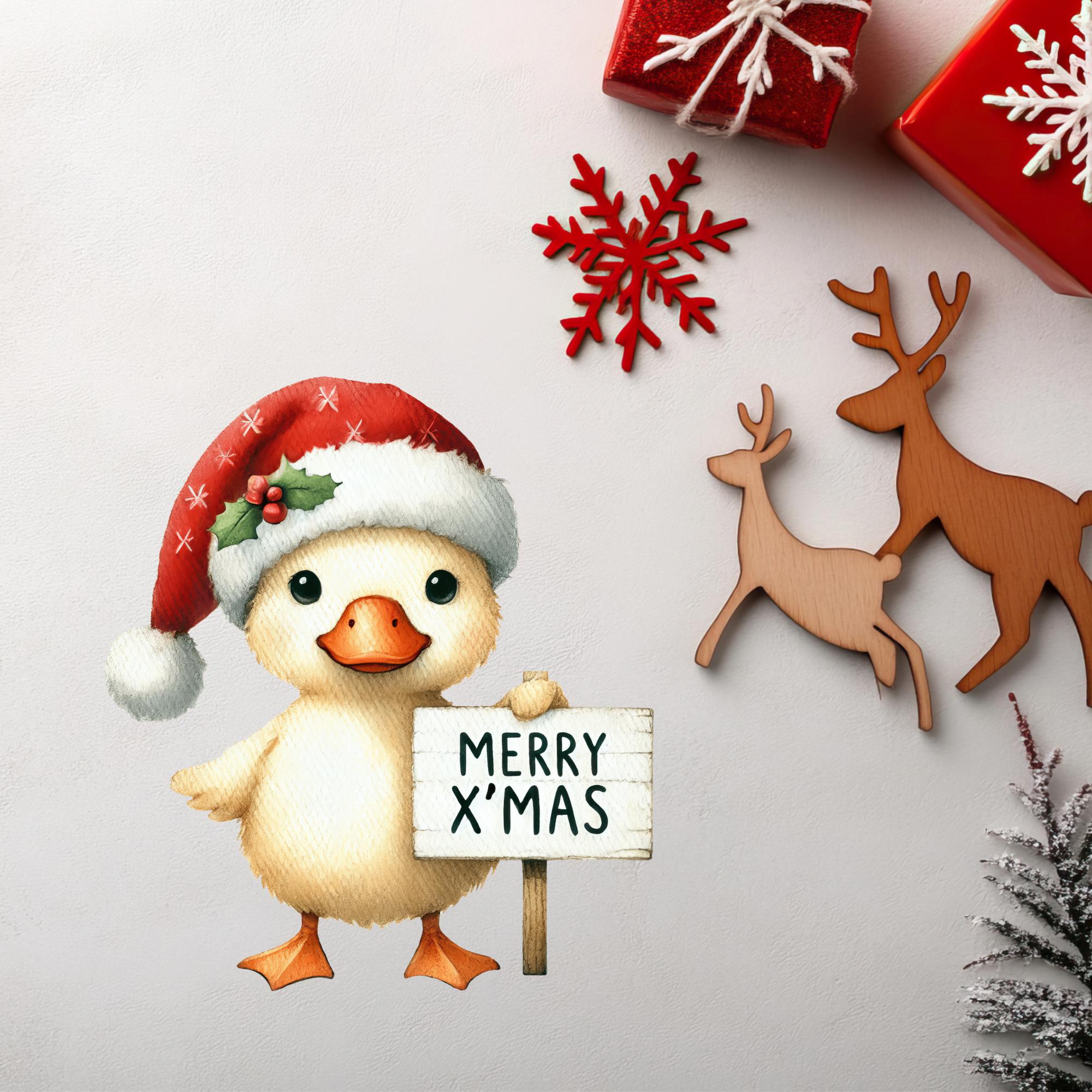 Cute Christmas Animal Clipart Bundle, Woodland Animals in Santa Hats ...
