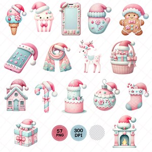 Cute Pastel Christmas Clipart Set, Kawaii Holiday Graphics With ...