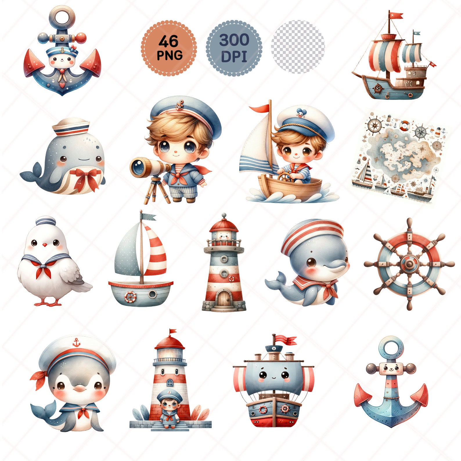 Sailor Boy Clipart: Nautical Nursery Decor (digital Download) - Etsy