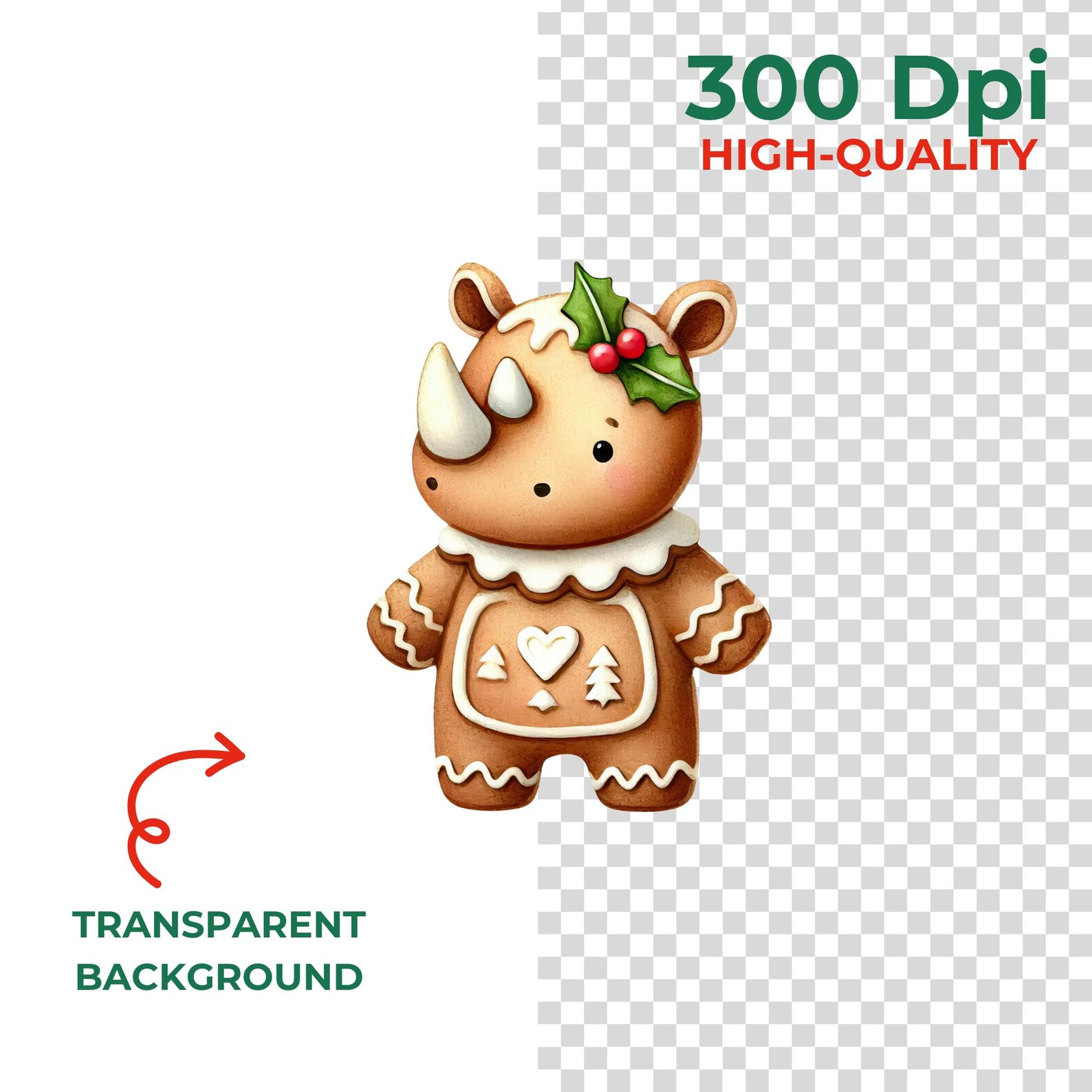 Cute Christmas Gingerbread Clipart Set, Kawaii Festive Animal Cookie ...