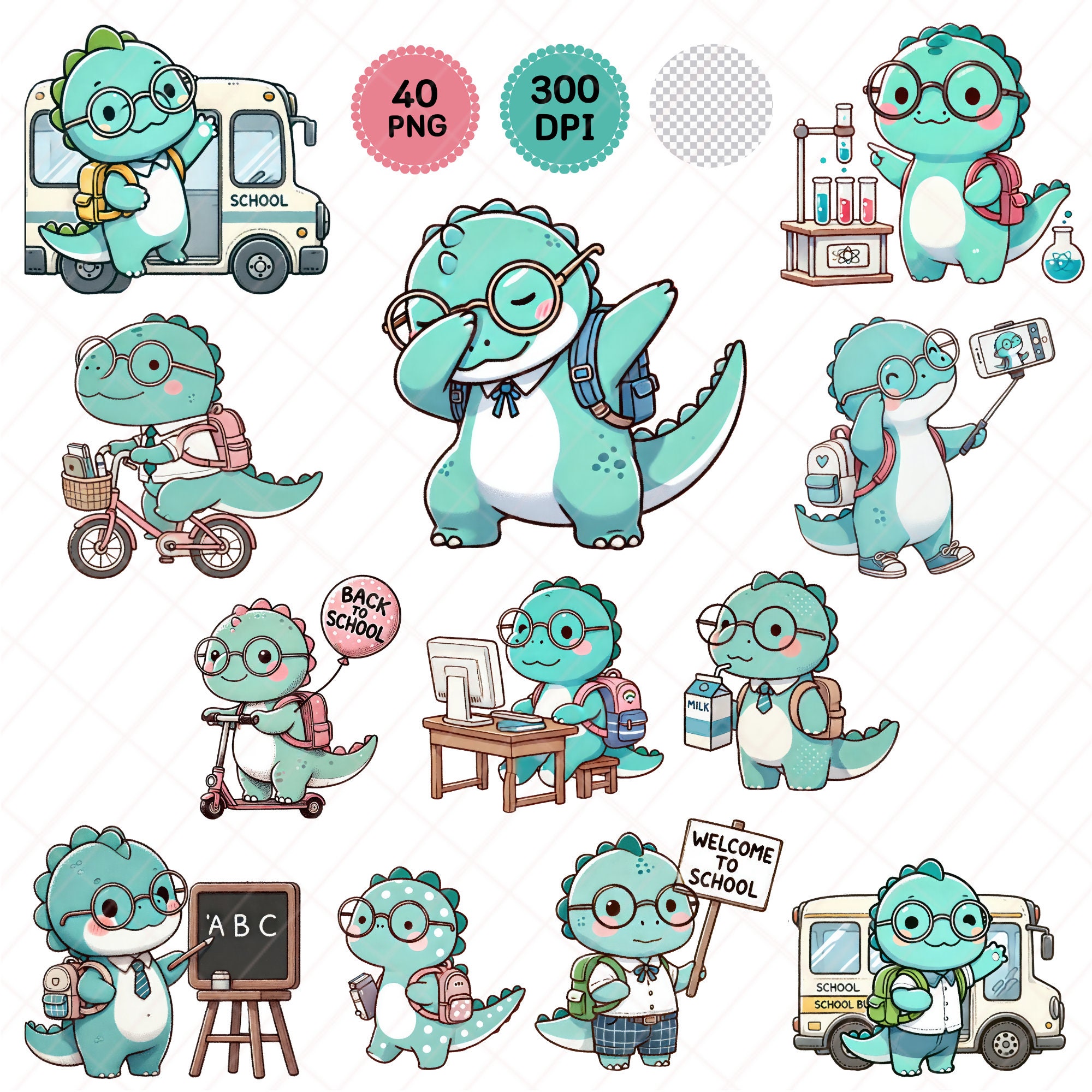 Adorable Back-to-school Dino Digital Stickers, Perfect for Planners ...