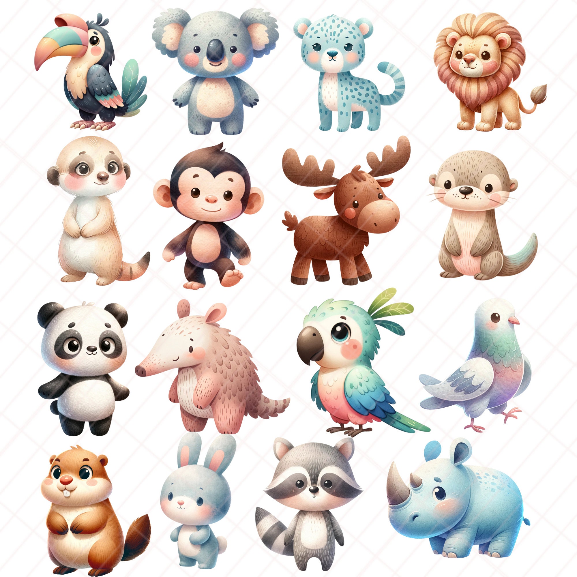 Cute Animal Clipart Collection PNG, Cartoon Zoo Animals PNG, Kids ...