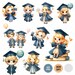 Cute graduation clipart set, Kids celebration, PNG Graphics for ...