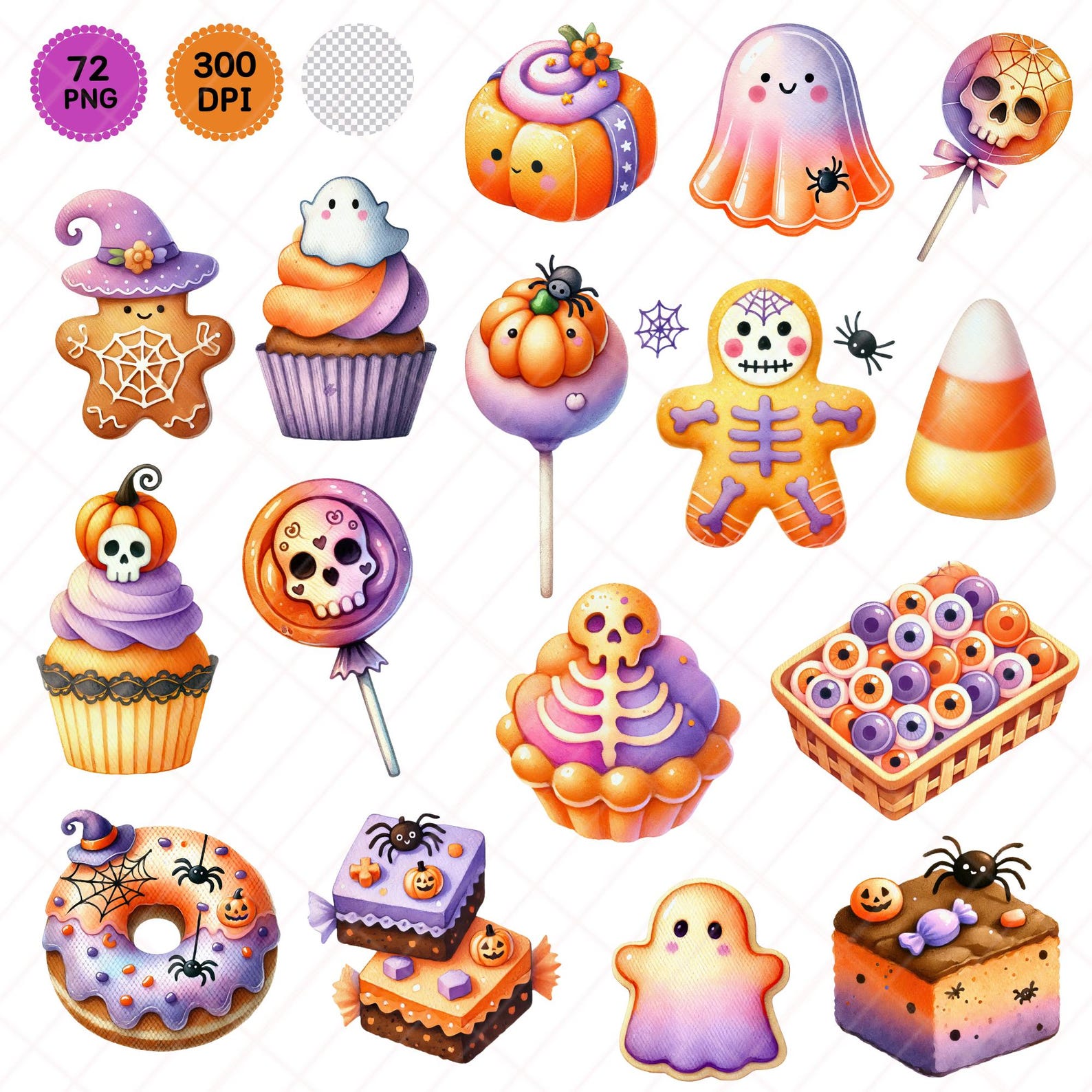 Kawaii Halloween Candy Clipart: Spooky Sweet PNG (digital Download) - Etsy