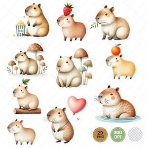 Cute Capybara Clipart Set - Adorable Animal Illustrations for Kids ...