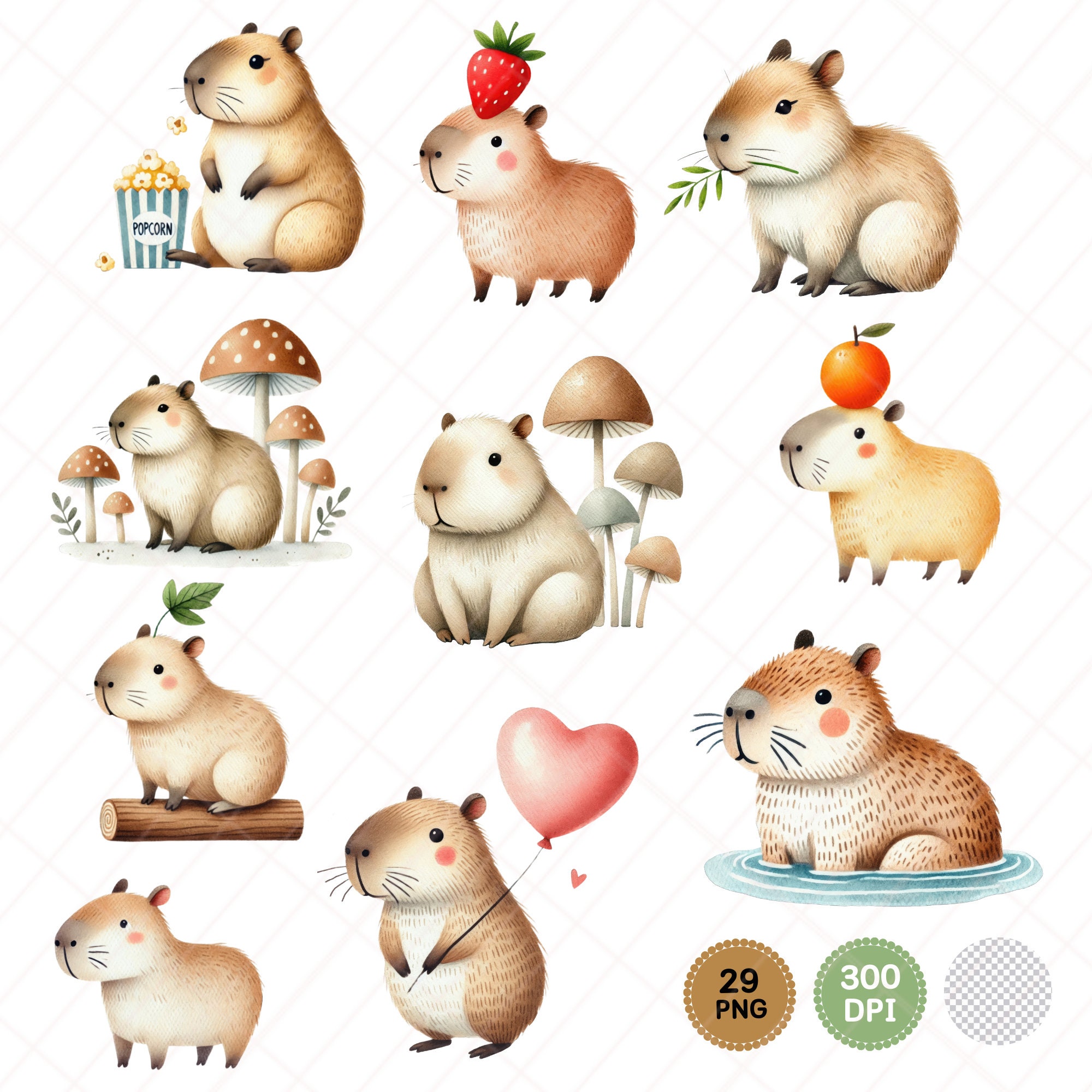 Cute Capybara Clipart Set - Adorable Animal Illustrations for Kids ...