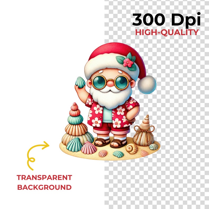 Summer Santa Clipart: Tropical Christmas PNG (digital Download) - Etsy